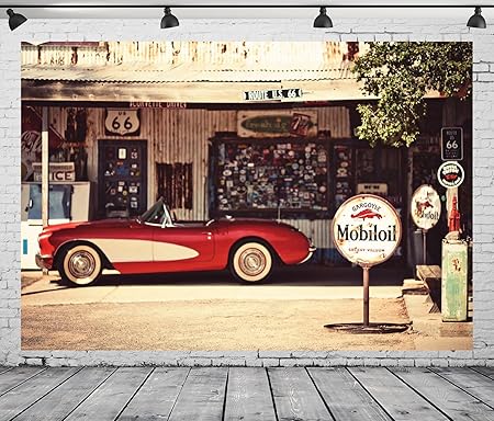 Amazon.com : BELECO 10x6.5ft Fabric US Historic Route 66 Backdrop ...