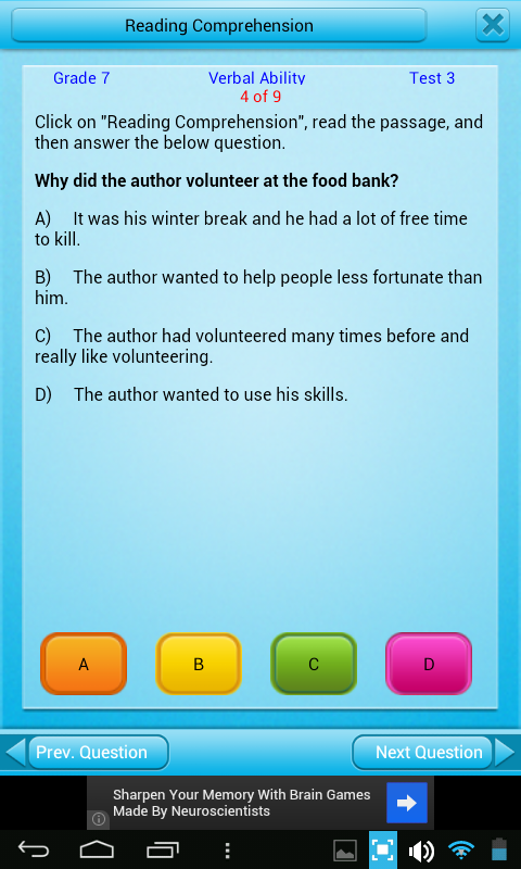 FREE QVprep Lite 7th grade maths (quantitative) and english (verbal ...