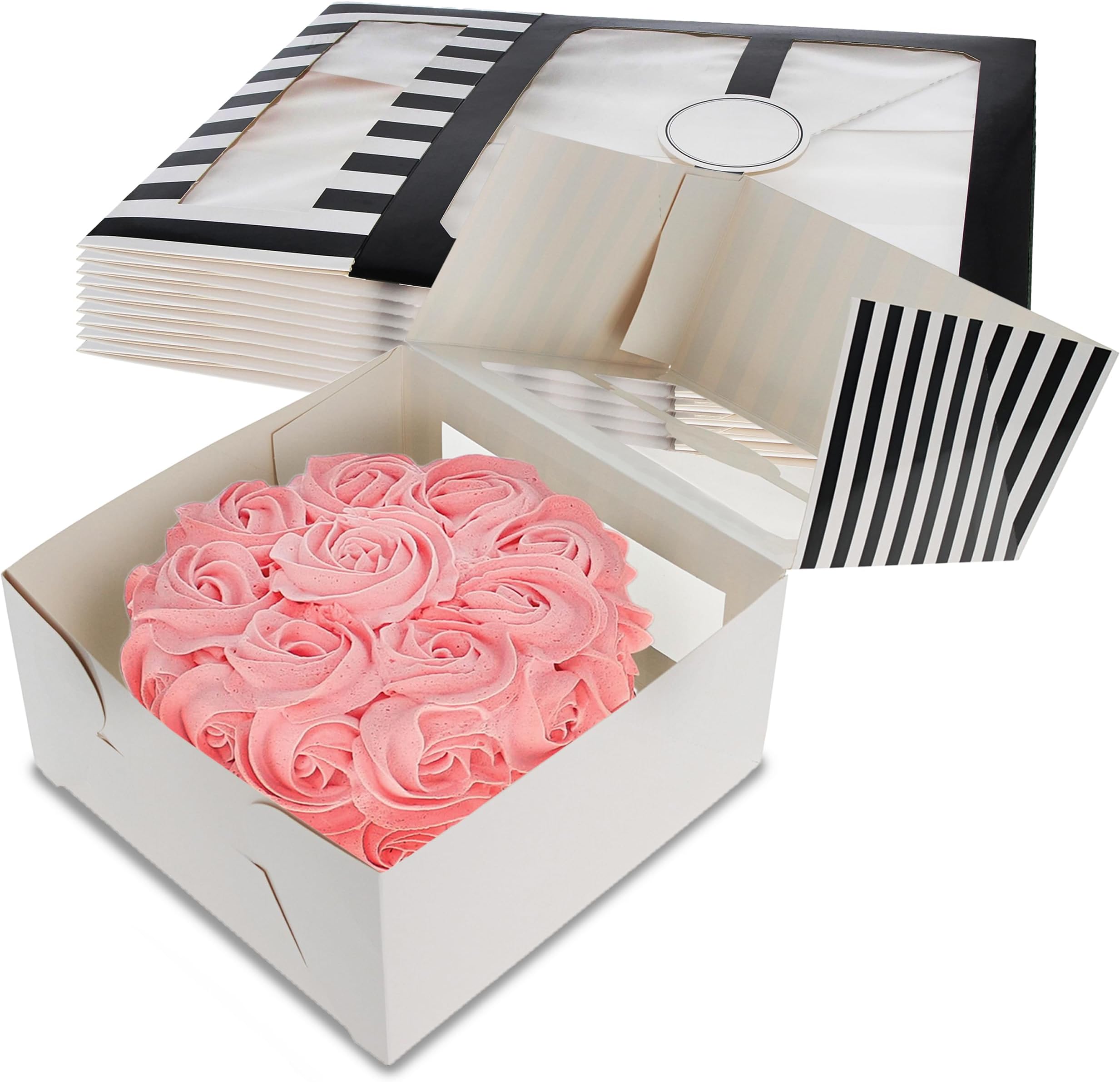 Amazon.com: 25-pack 10x10x12 inch Cake Boxes with Clear Cake Box Window ...
