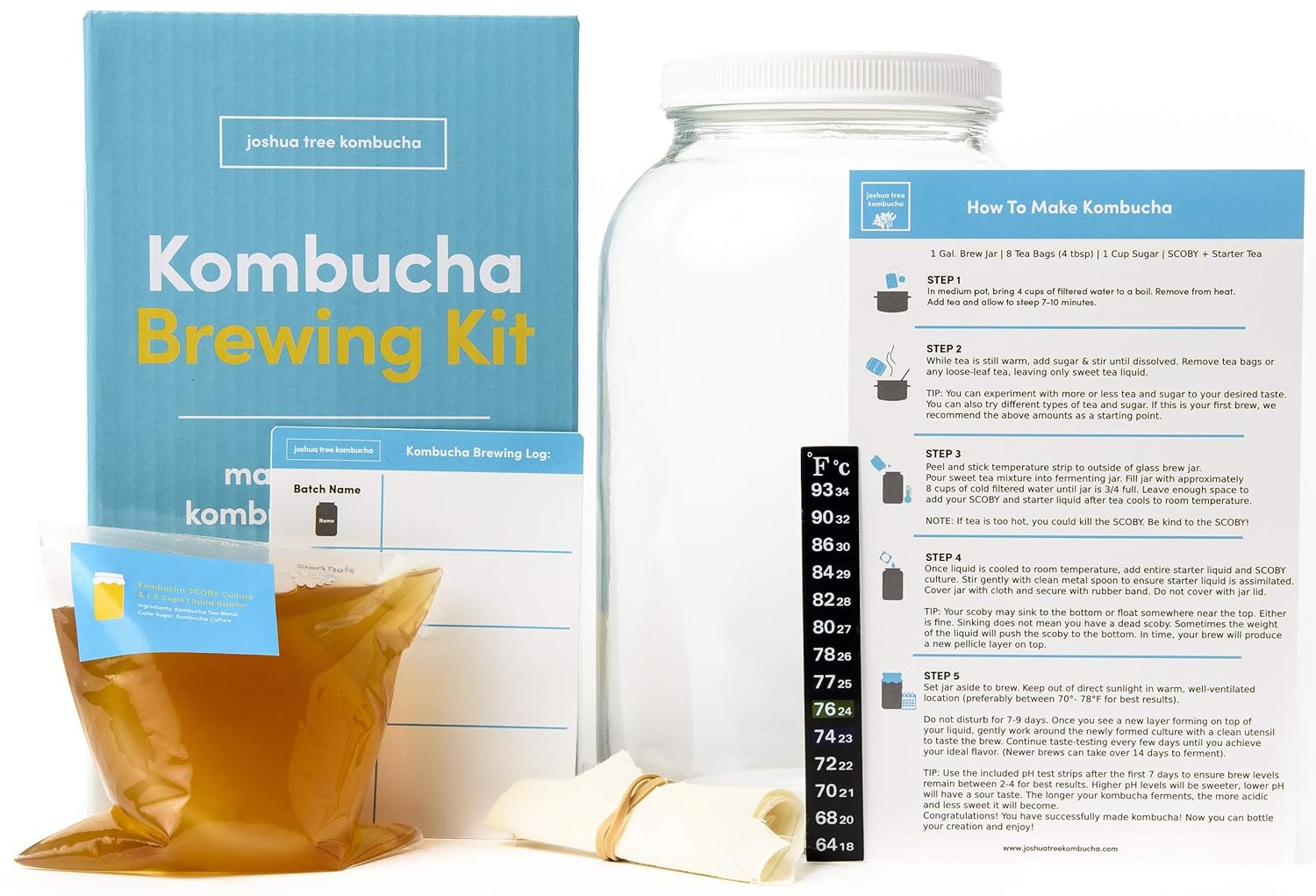 Joshua Tree Kombucha Basic Starter Kit - Basic Homebrew Kit Contains ...