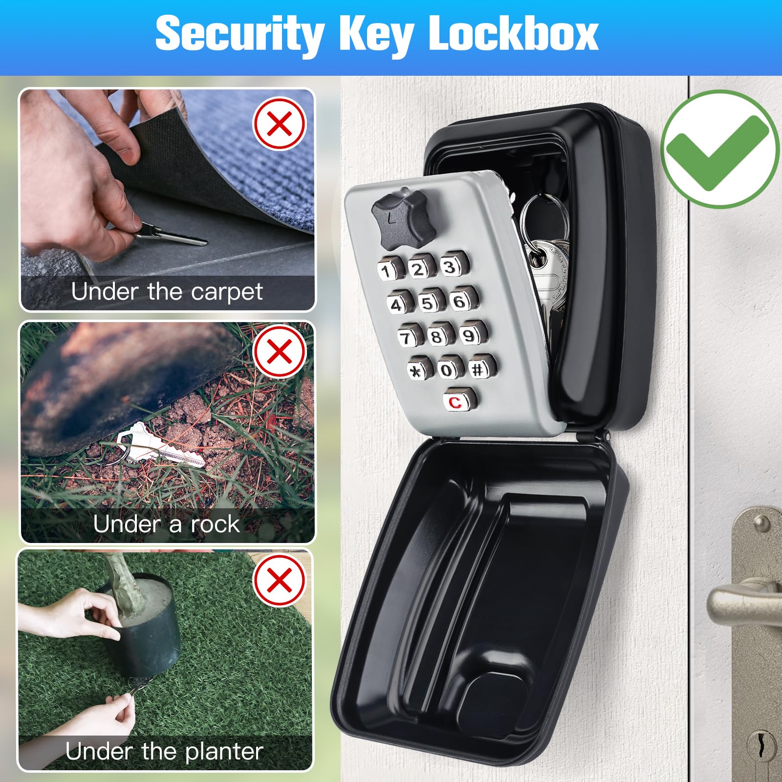 PAIRIER Key Safe Wall Mounted, Key Lock Box Outdoor Waterproof Extra ...