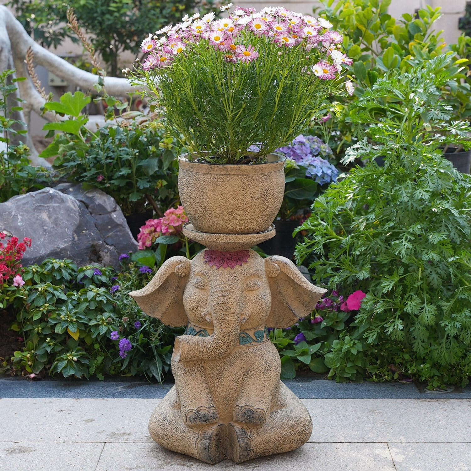 Amazon.com : Elesculor Elephant Statue - Lying Elephant Planter Pot ...