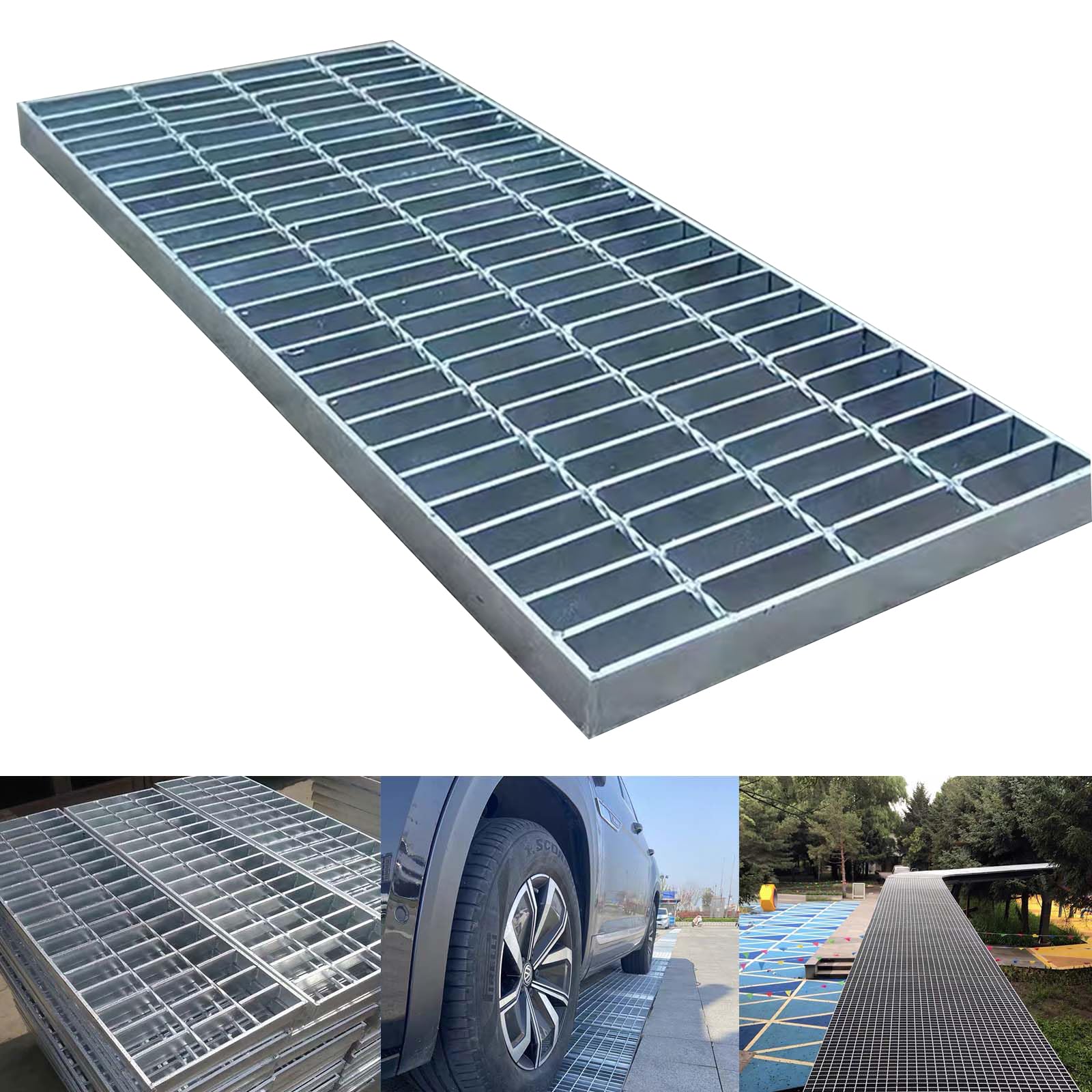 Outdoor Galvanized Steel Drain Grate,23.6x23.6in Heavy Duty Drain Cover ...