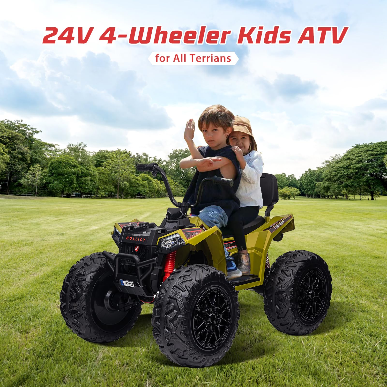 GAOMON Kids ATV Car, 24V Ride on Toy 4WD Quad Electric Vehicle, 4x80W ...