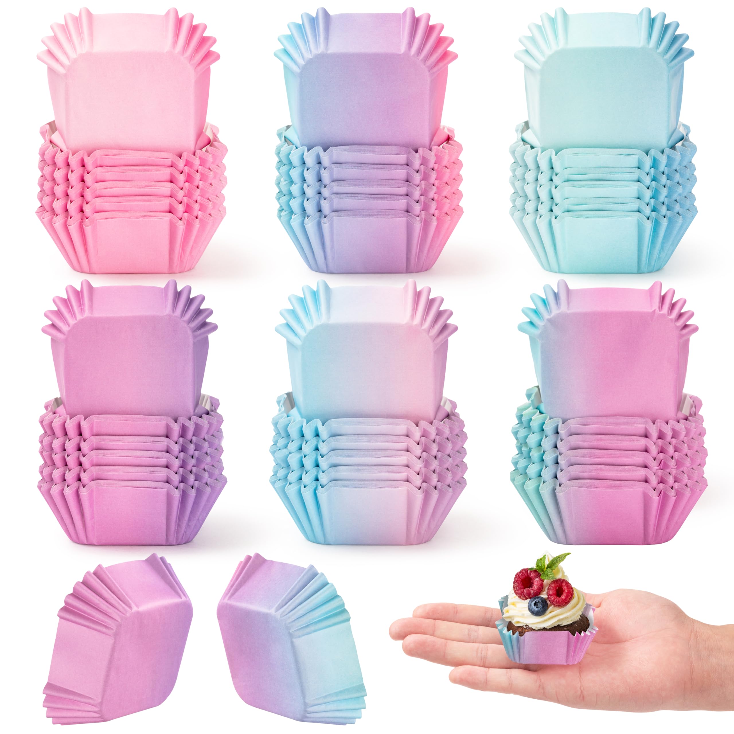 2ooya Mini Square Cupcake Liners - 600PCS Gradient Muffin Cases ...