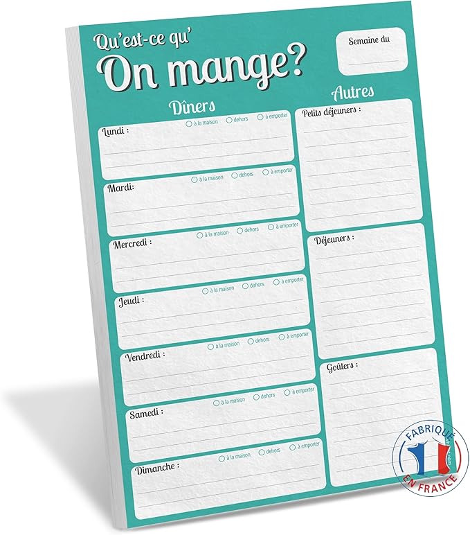 WHINAT - BLOC NOTE FRIGO A5 MAGNETIQUE - " Qu'est-ce qu'on mange ...