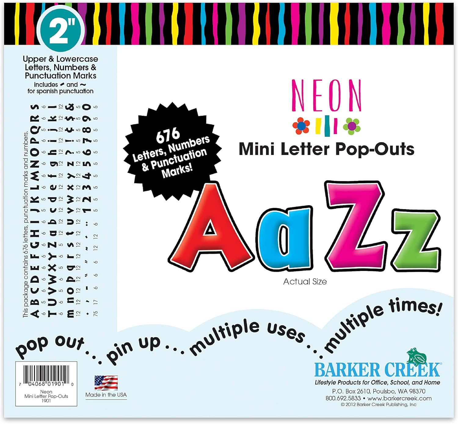 Amazon.com: Barker Creek Letter Pop-Outs, 2" Neon, Multicolor Designer ...