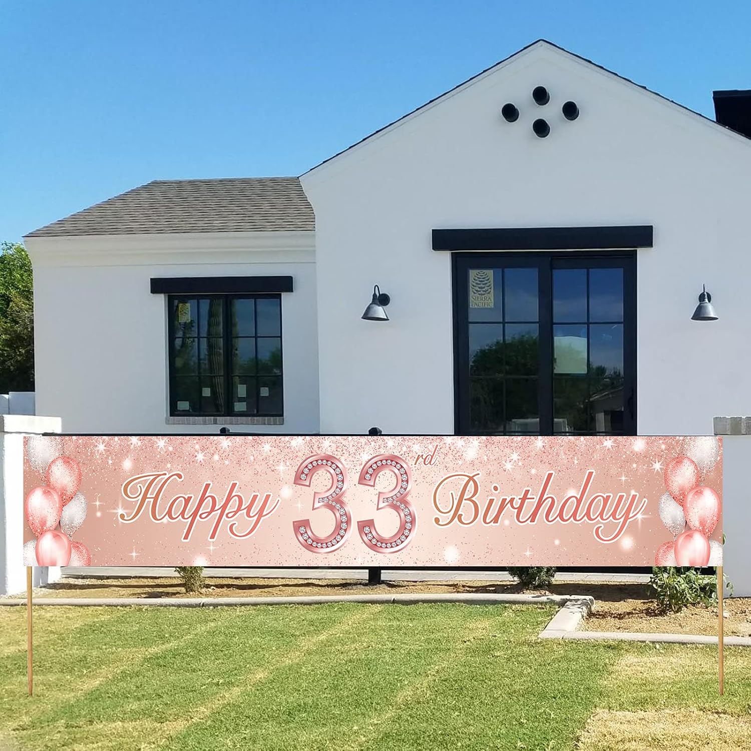 Amazon.com: Happy 33rd Birthday Rose Gold Banner Backdrop Balloon ...