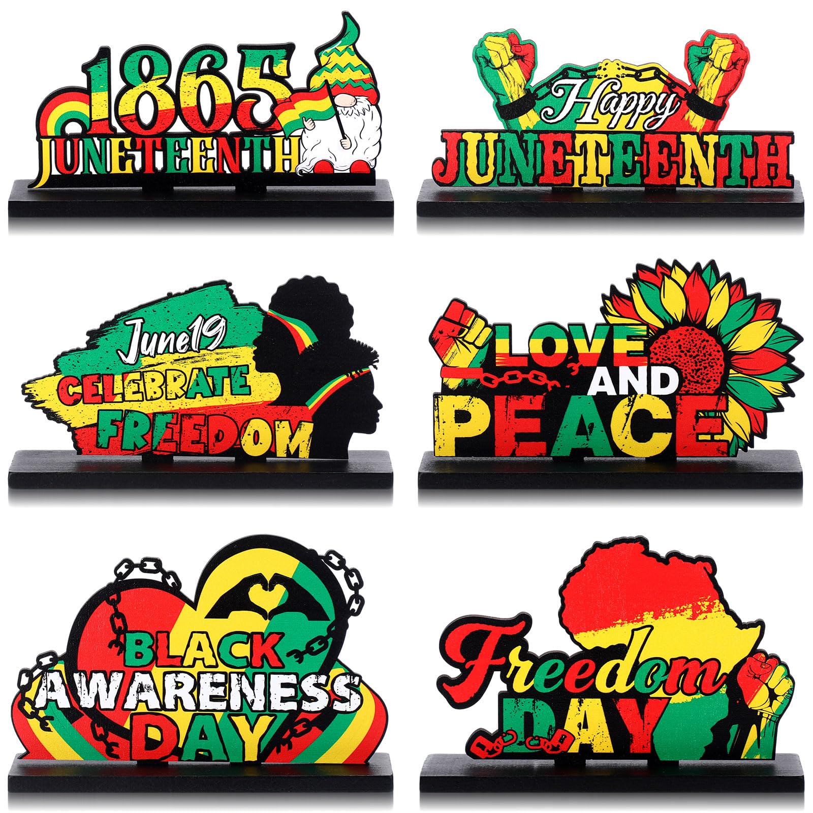 Amazon.com: Blulu 6 Pcs Juneteenth Table Decorations 1865 June 19 Table ...