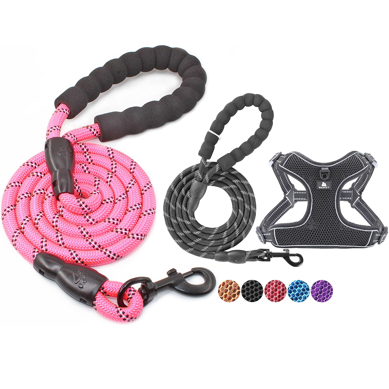 Amazon.com : BAAPET 5 Feet Leash + 6 Feet Leash with Harness : Pet Supplies