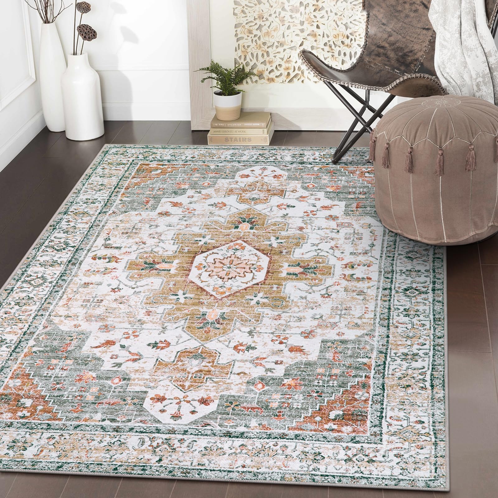 Amazon.com: RoomTalks Flatweave Ultra Thin Vintage Entryway Rug 3x5 Non ...