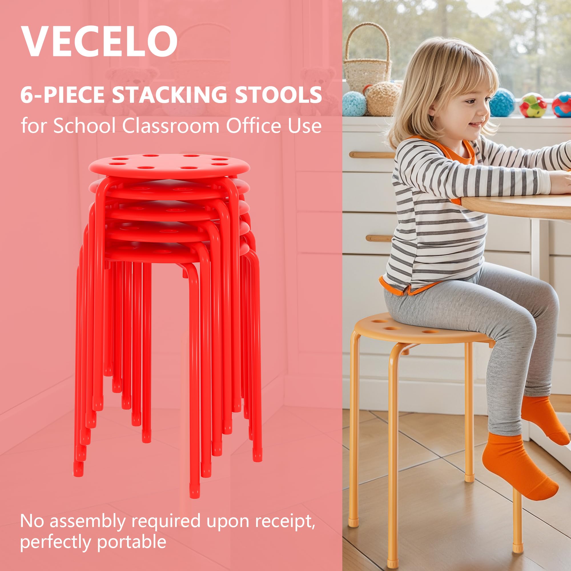 Snapklik.com : Stacking Stools Set Of 6, 17.7 Inch Standard Height ...