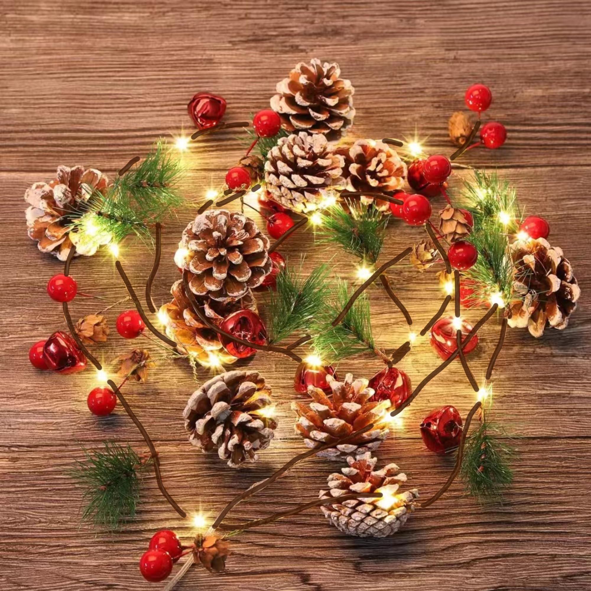 Amazon.com: [ 2 Pack + Timer ] Christmas Pinecone Lights Total 14 Ft 40 ...