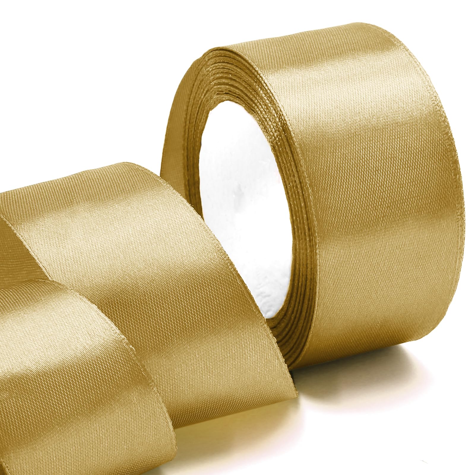 Snapklik.com : 1 1/2 Inch Satin Ribbon, 25 Yards Champagne Gold Satin ...