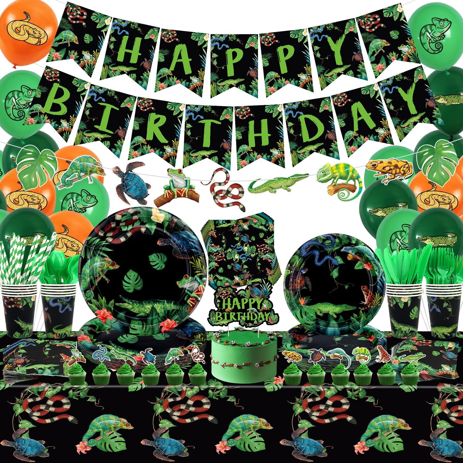 Amazon.com: KEFAN Reptile Party Decorations, Wildlife Lizards Snakes ...