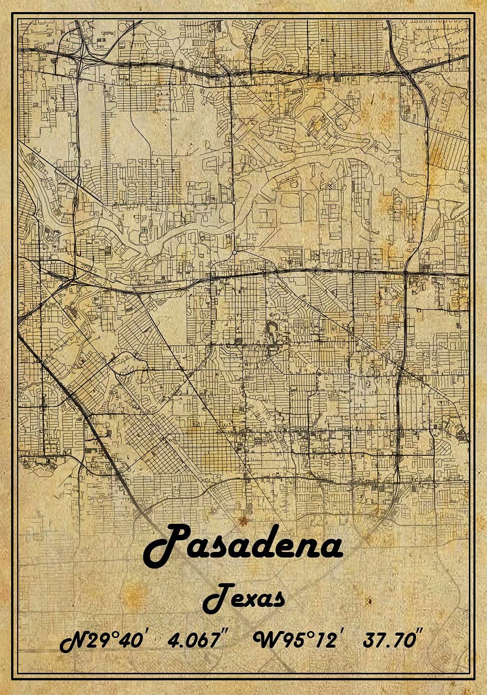 Detailed Street Map Of Pasadena Texas Pasadena Texas Stock Vector