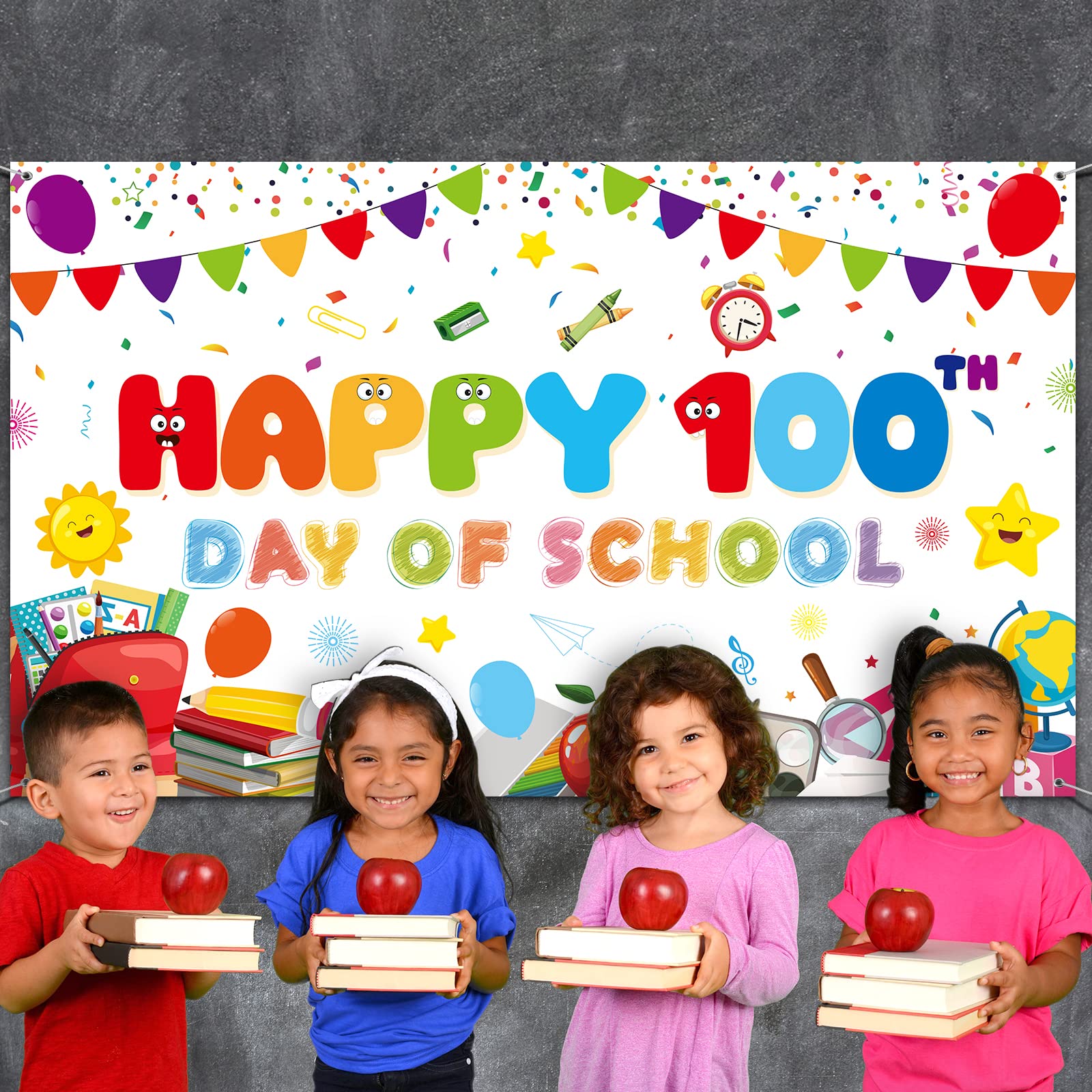Snapklik.com : Happy 100 Days Of School Banner Decoration,100th Day Of ...