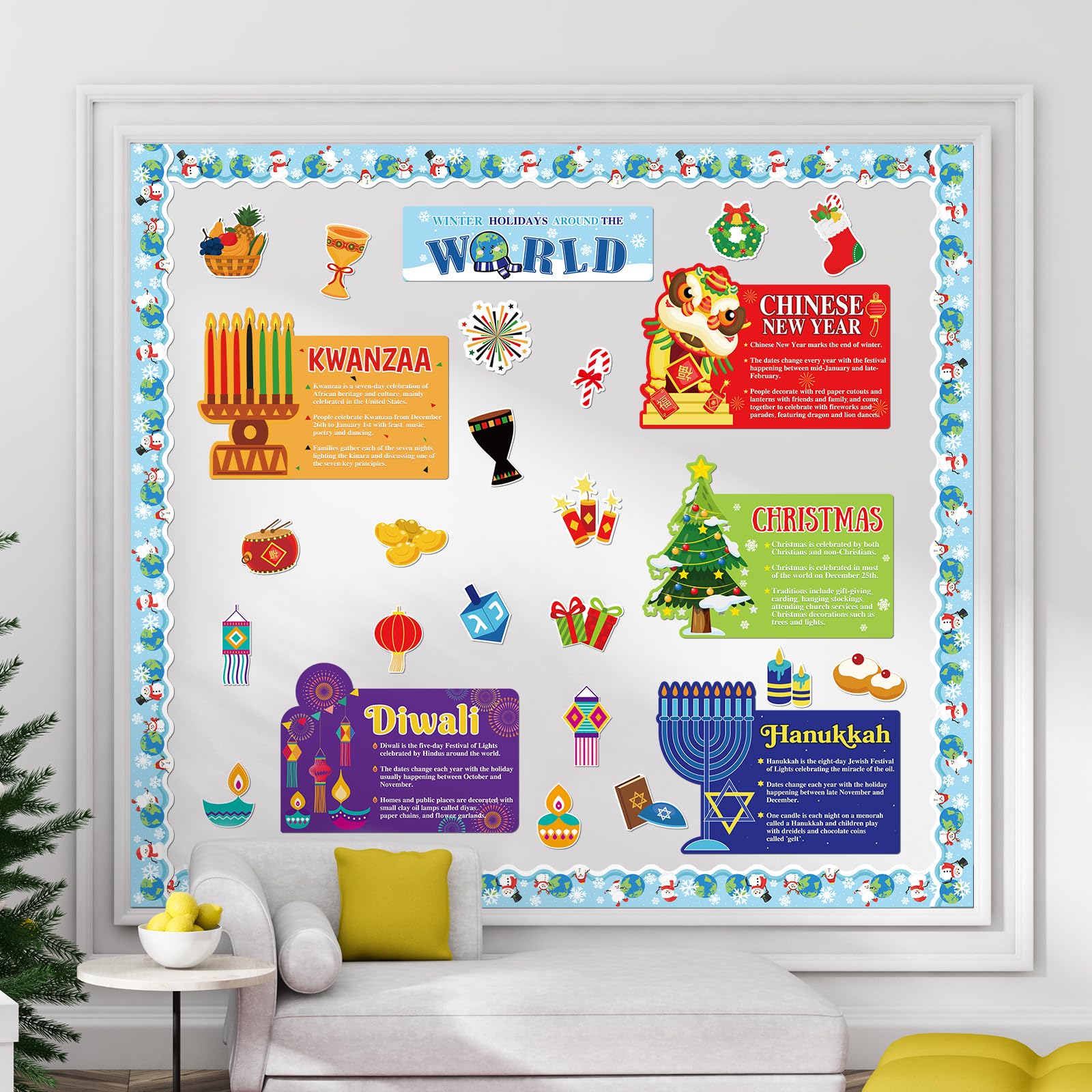 Snapklik.com : Winter Bulletin Board Set Winter Holidays Around The ...