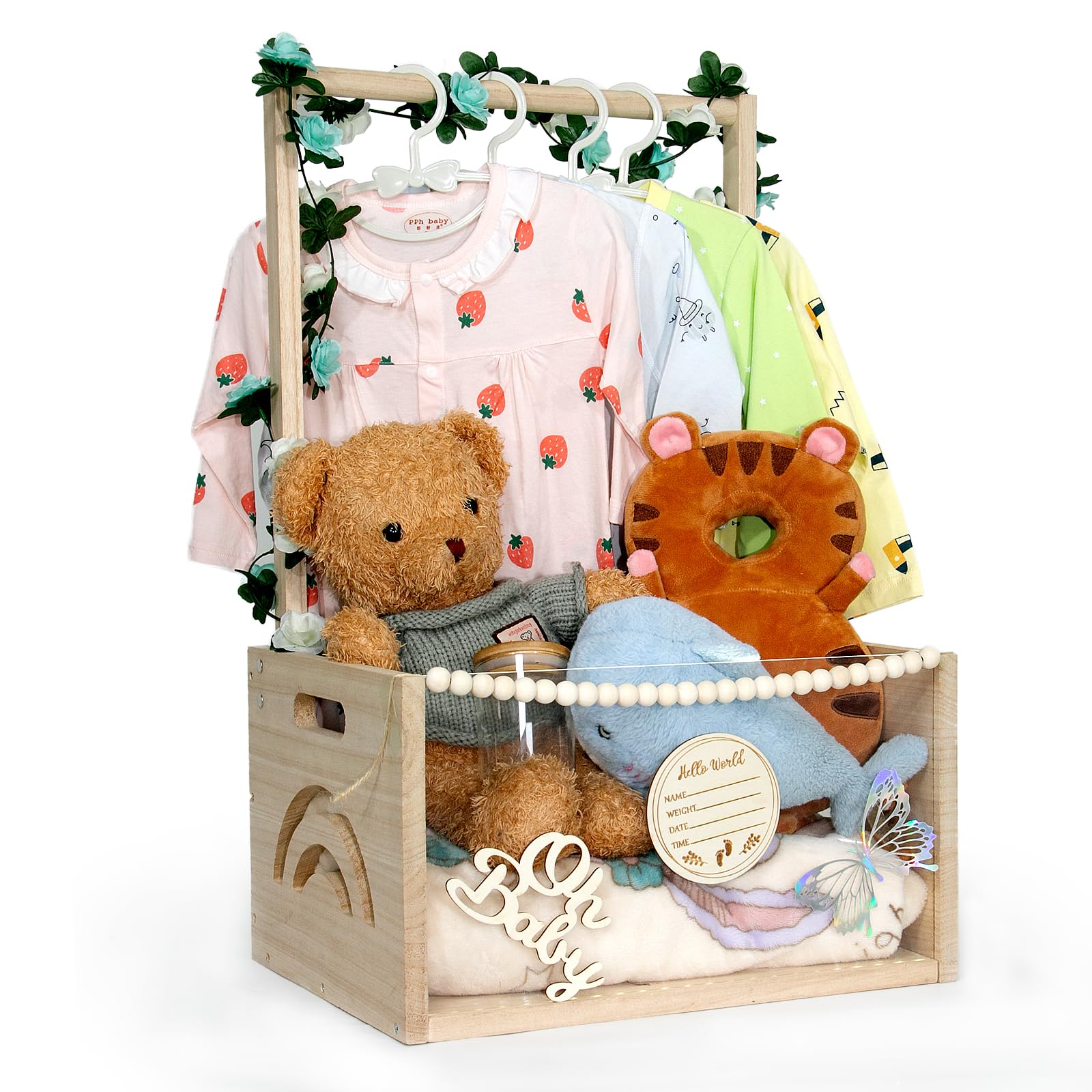 Amazon.com: Wooden Baby Shower Crate Closet, Customizable Lights Up DIY ...