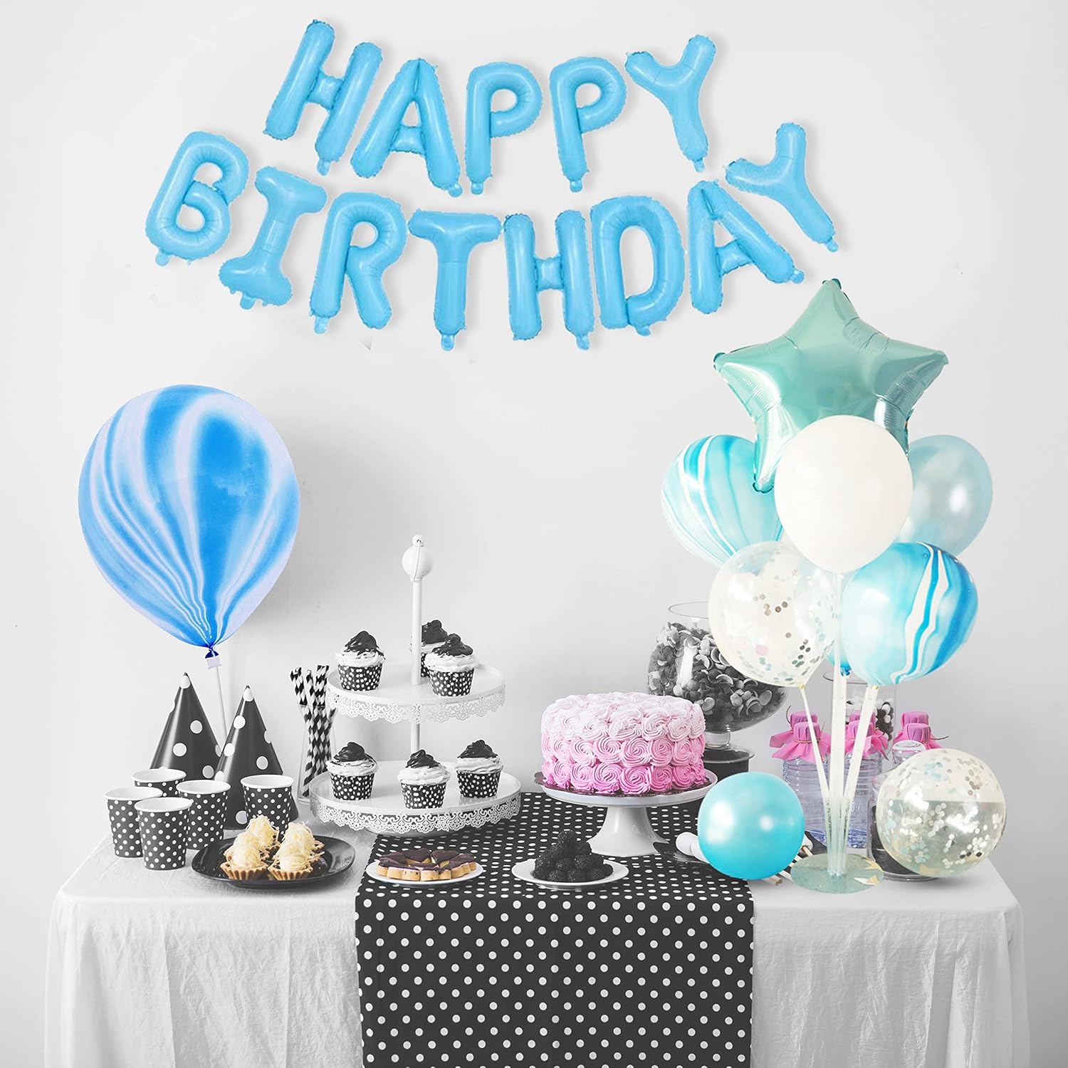 2 Sets Table Balloon Stand, Includes 14 birthday balloons- 12 latex ...