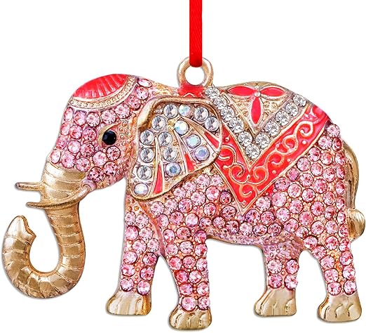 Amazon.com: D24TIME Elephant Christmas Ornament - Metal Pink Ornament ...