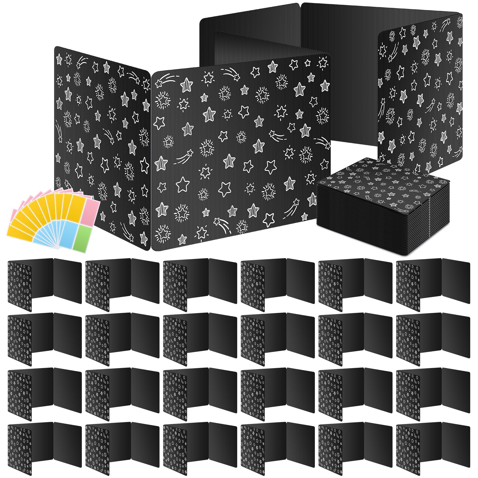 Snapklik.com : Black 24-Pack Desk Dividers For Students, Waterproof ...