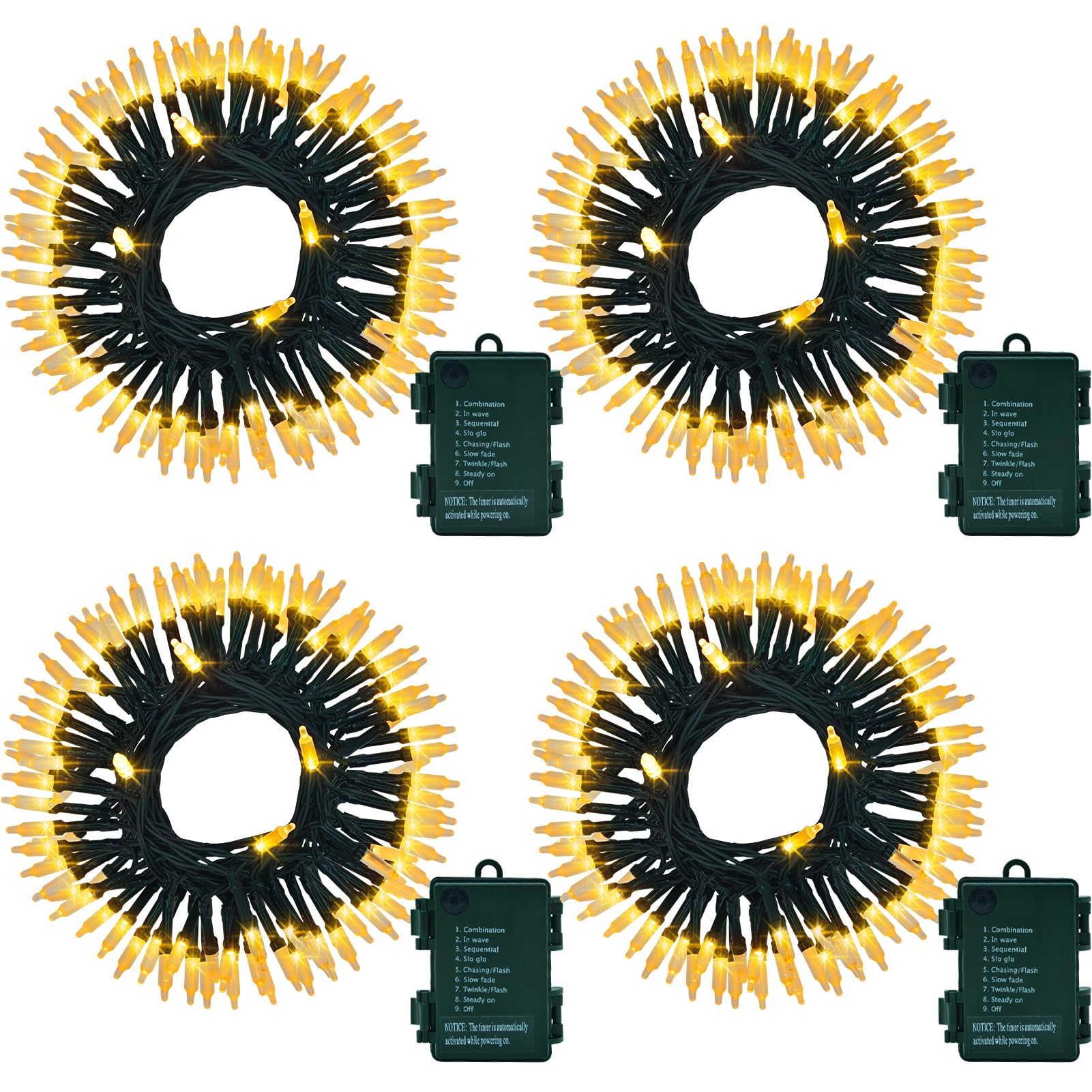 4PACK Christmas Mini String Lights Battery Operated,16.5FT 50 Count LED ...