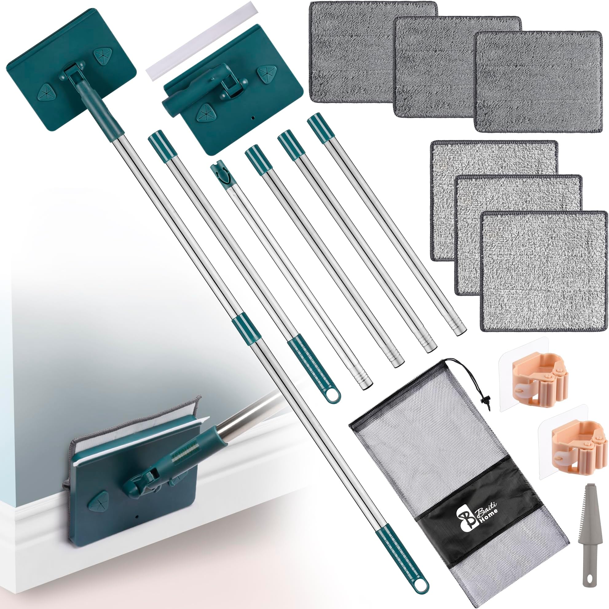 Amazon.com: Baseboard Cleaner Tool with Handle - Wall Mop Cleaner with ...