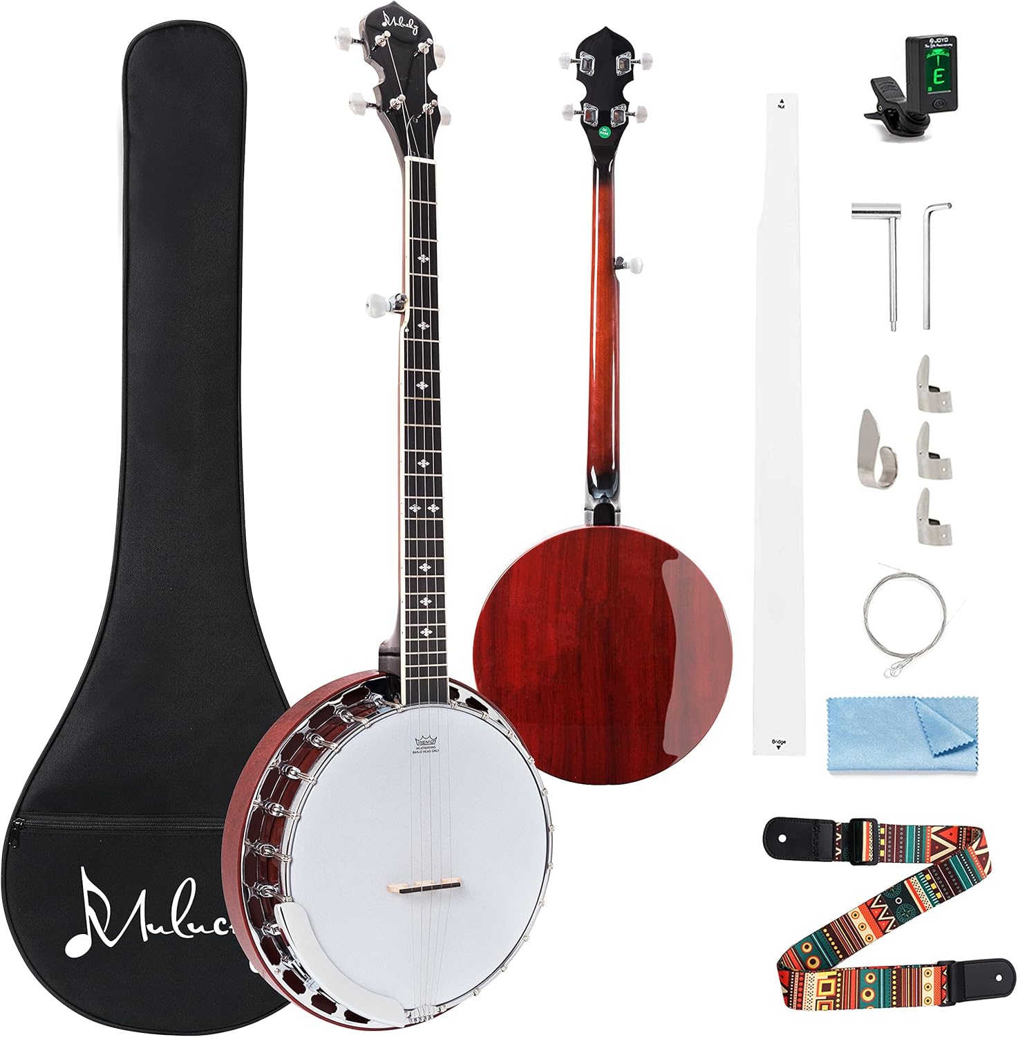 Amazon.com: Mulucky 5 String Banjo - Large Size with 24 Brackets, Remo ...
