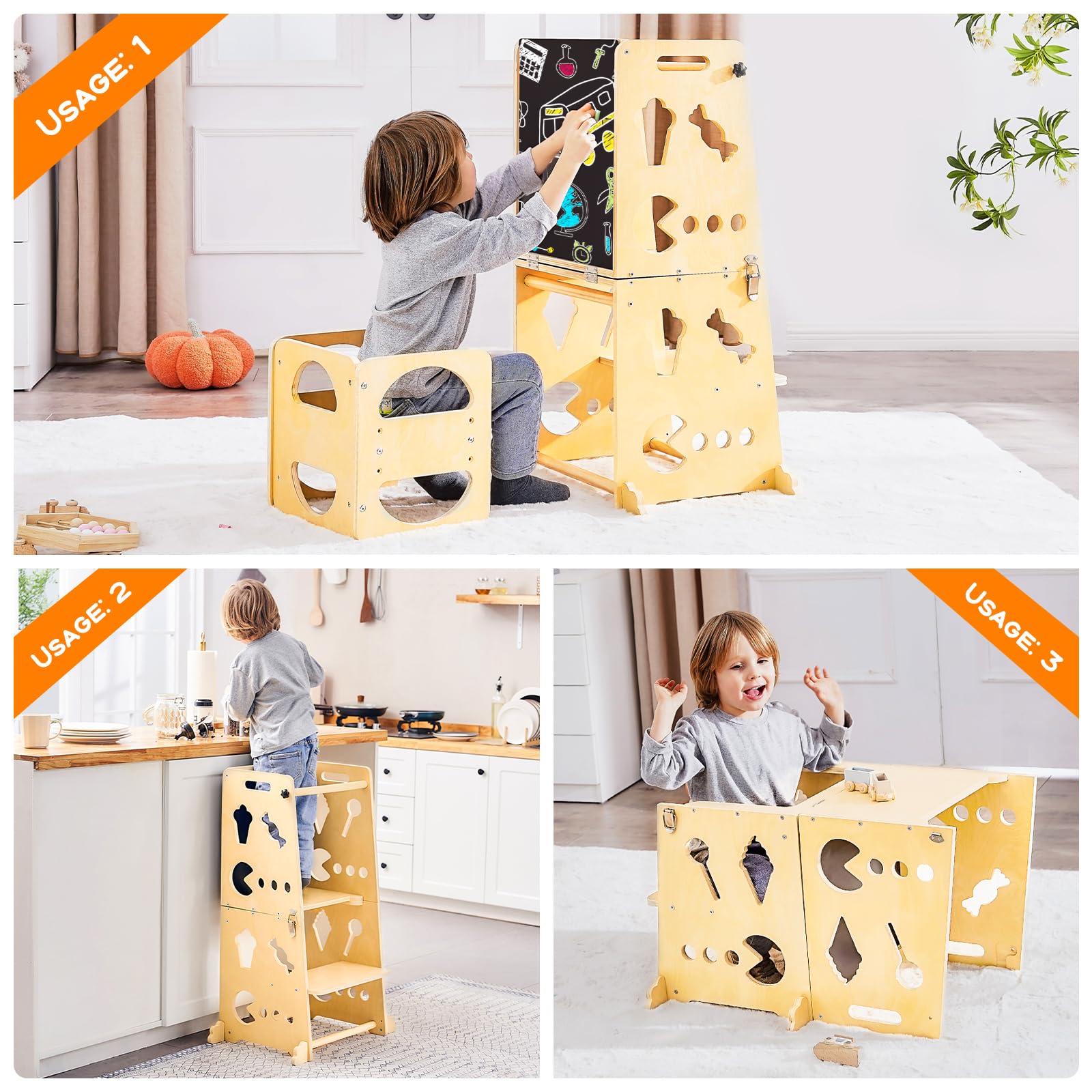 Snapklik.com : Amoveo Toddler Tower, 4-in-1 Foldable Toddler Kitchen ...