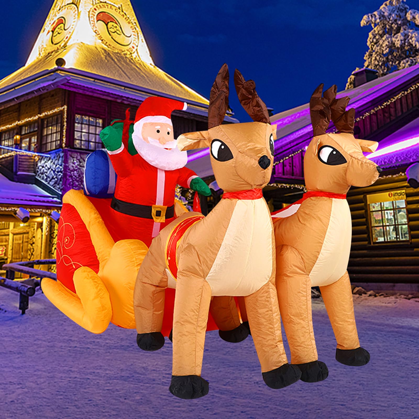 2.1m Inflable Navidad Santa Claus Trineo Reno de Papá Noel, Inflable de ...