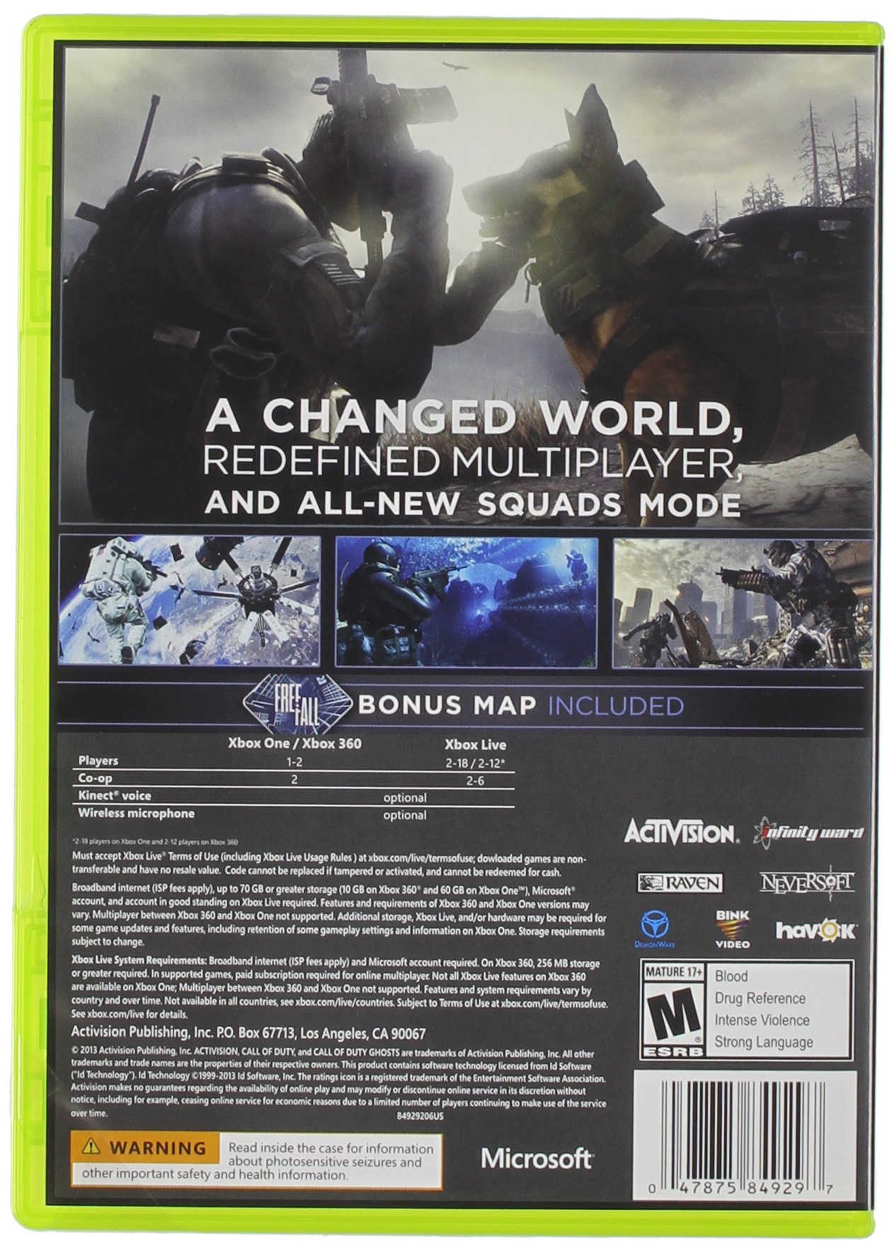 Call Of Duty Ghosts Xbox One Back Cover