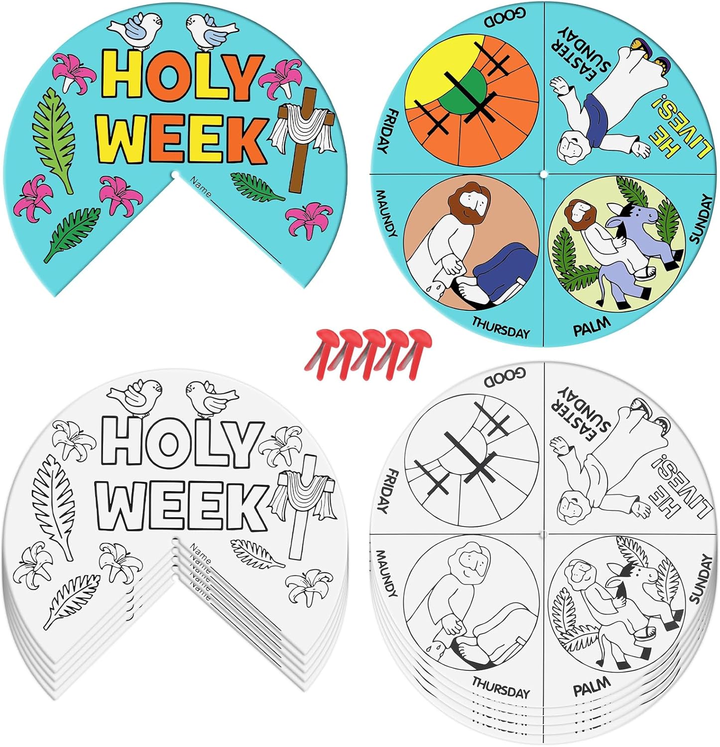 Amazon.com: Resurhang 36 Sets Color Your Own Holy Week Wheel, DIY ...