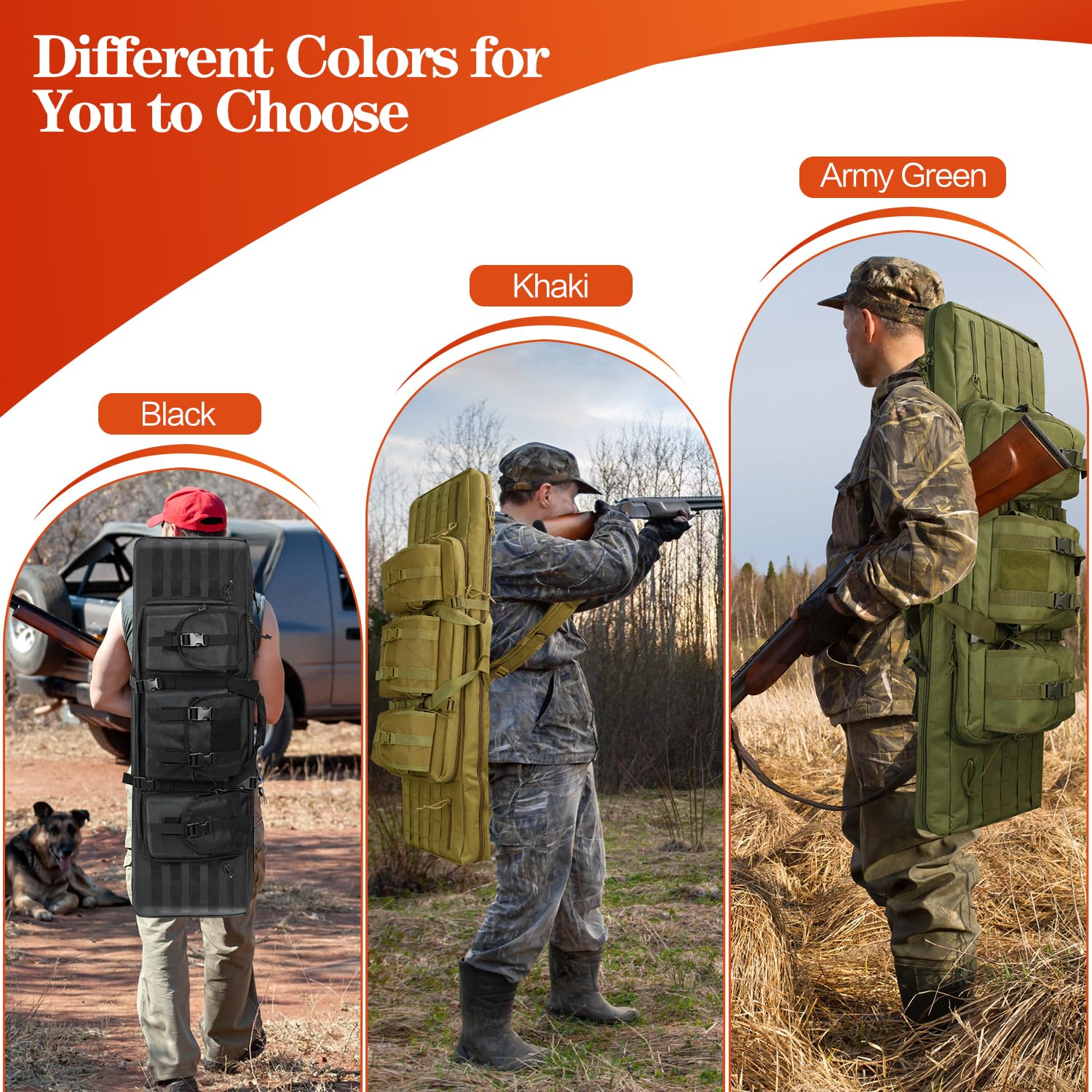 Snapklik.com : 46in Double Rifle Bag, Tactical Long Rifle Backpack ...