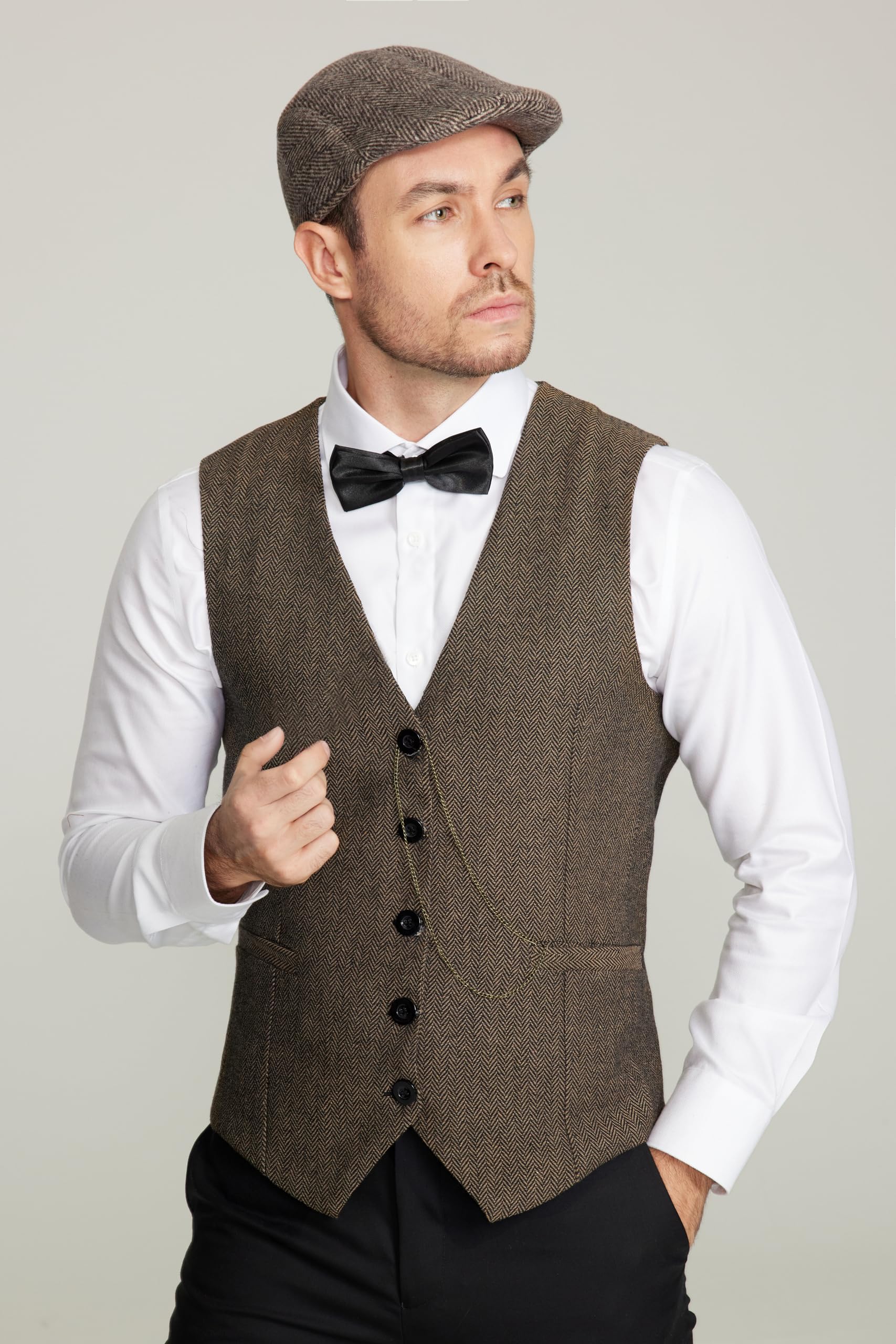 Snapklik.com : 1920s Mens Costume Gatsby Gangster Vest Fedora Hat ...