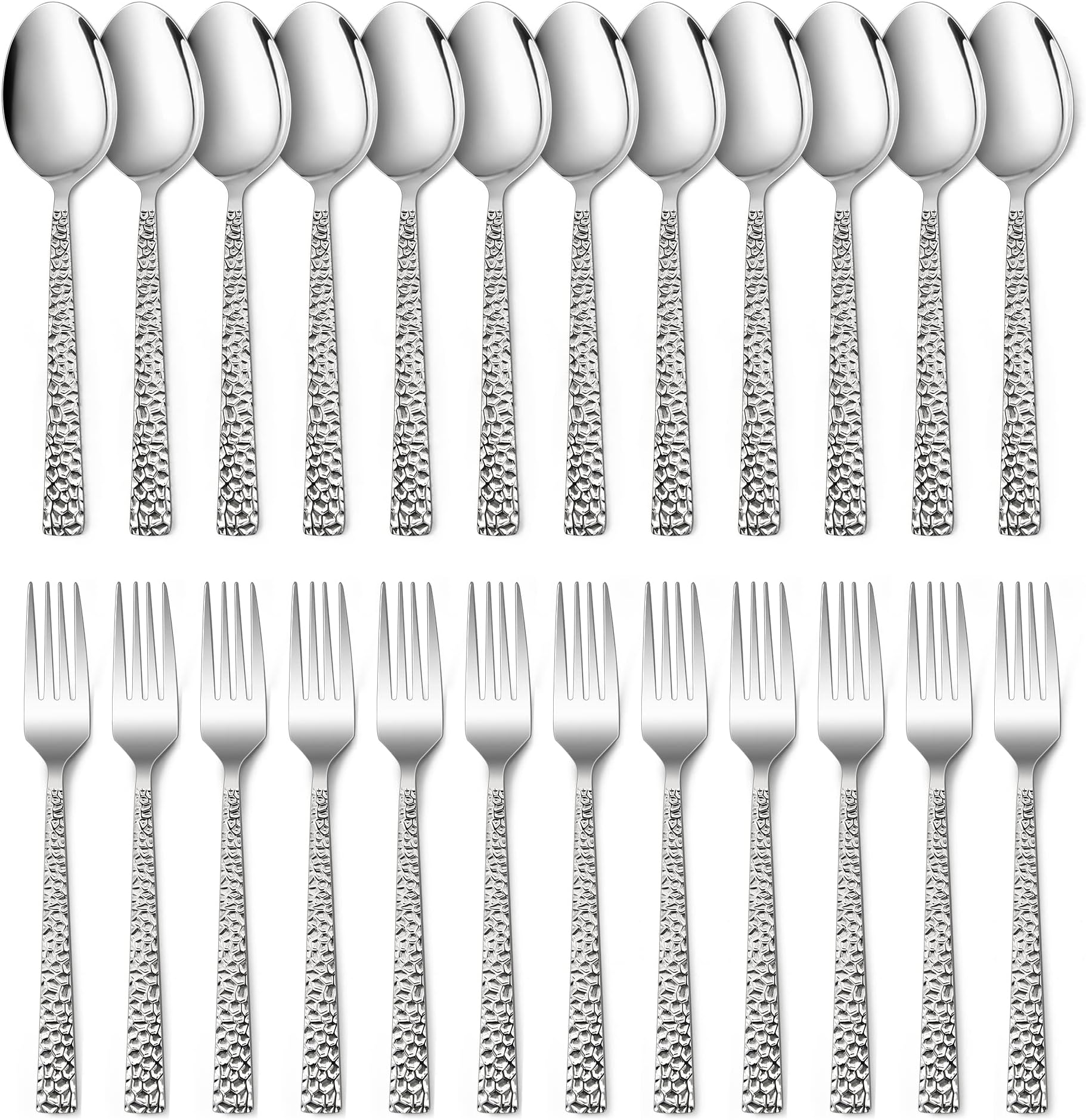 Amazon.com | 50 Pcs Forks and Spoons Silverware Set Stainless Steel ...