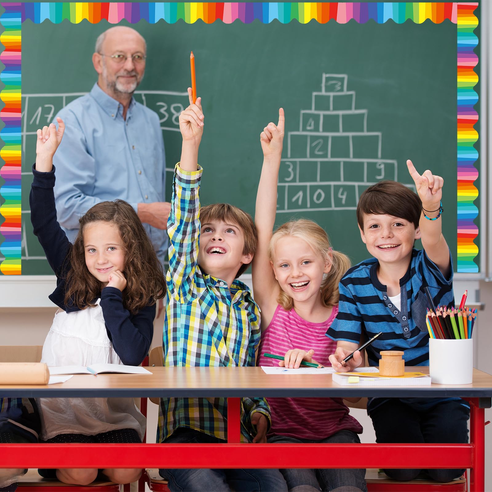 Snapklik.com : Yexiya Colorful Bulletin Board Borders Rainbow Scalloped ...