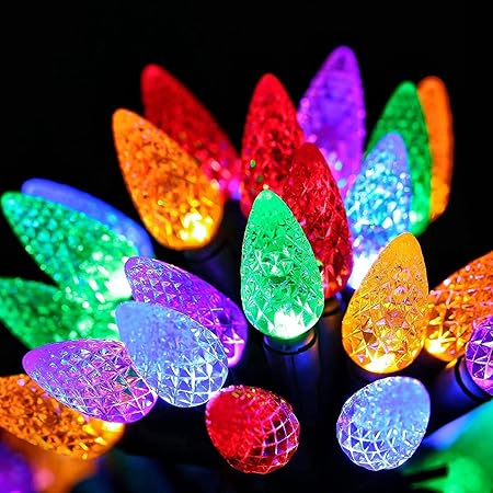 Amazon.com : RECESKY C6 Bulbs Christmas Lights with Timer - 50 LED 16 ...