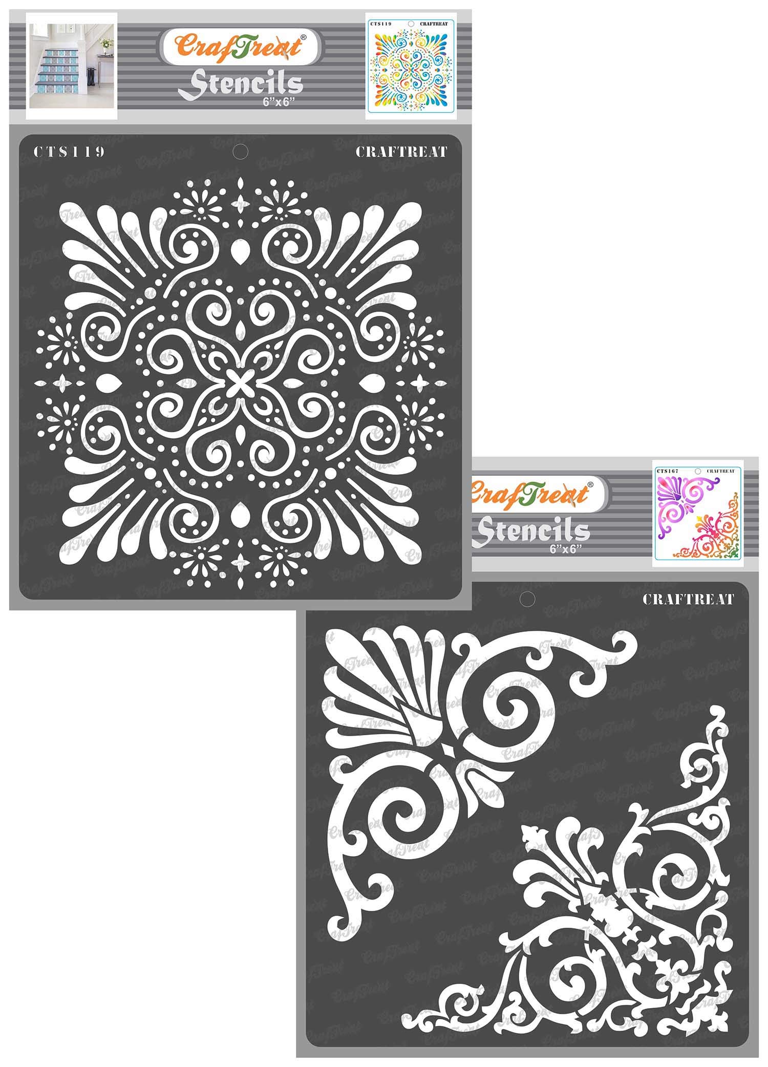 Snapklik.com : CrafTreat Reusable Ornate Stencils For Painting On Wood ...