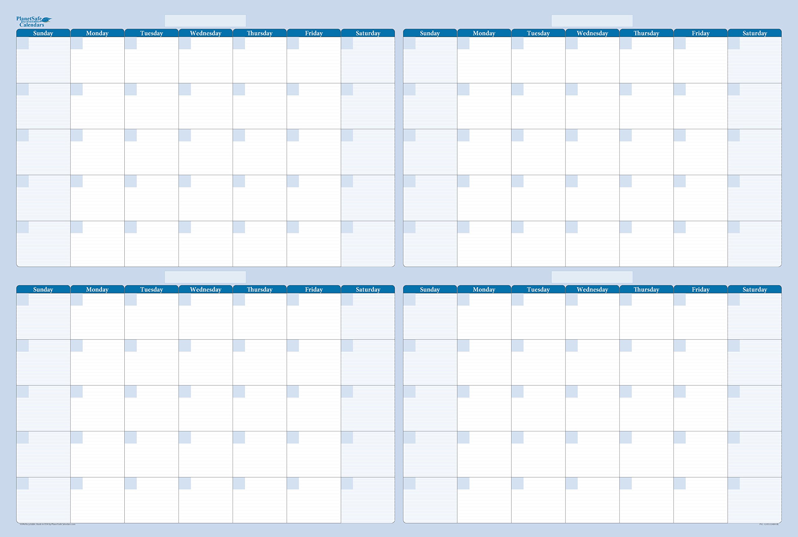 Amazon.com: Sky Blue 120-Day 36" x 56" Horizontal Wall Calendar - 4 ...