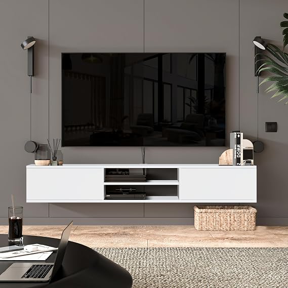Amazon.com: Atelier Mobili Floating TV Stand Wall Mounted, 70 inch ...