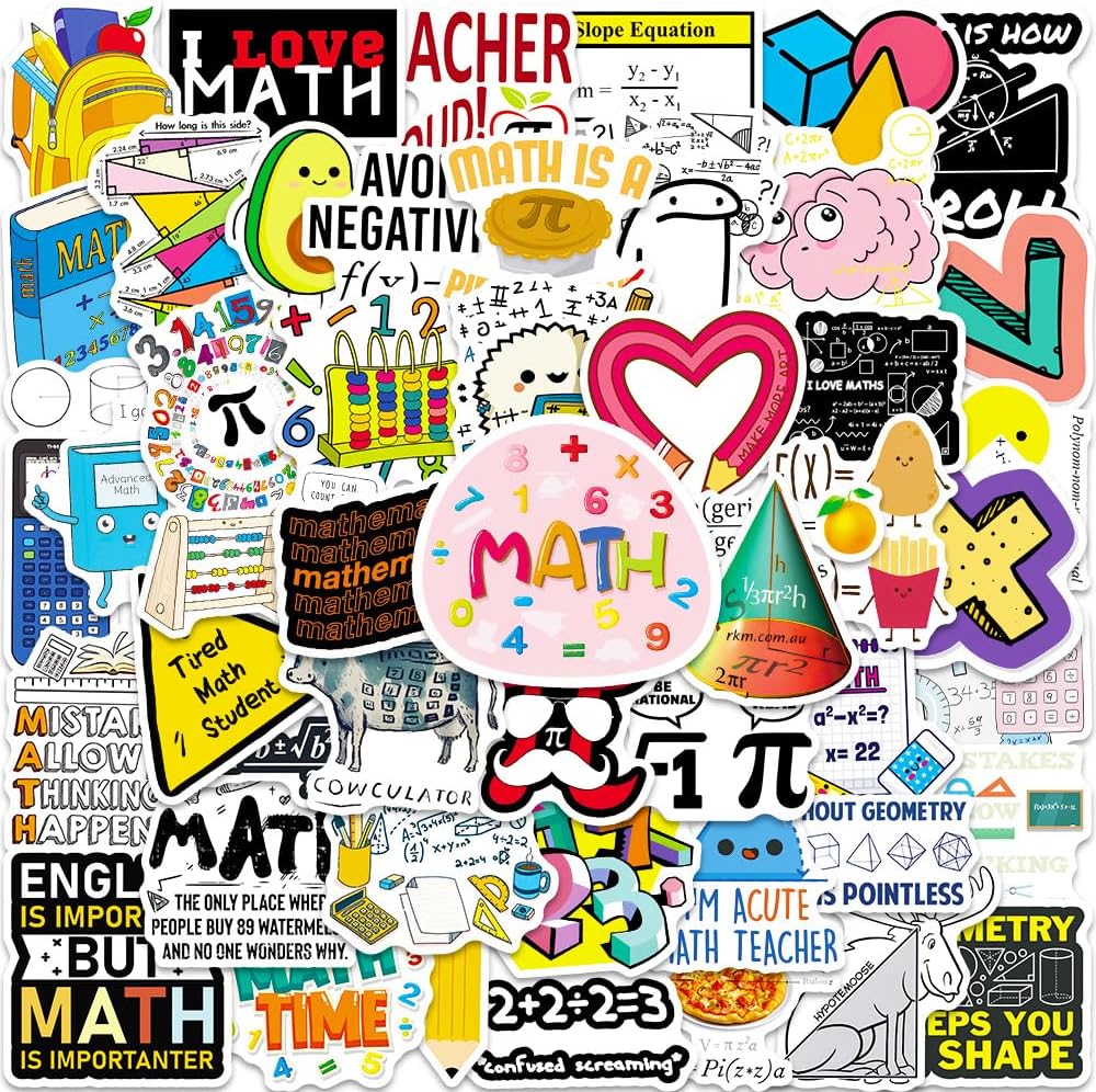 Amazon.com: TaDadaPAO Math Stickers for Kids Teens, 50 PCS, Waterproof ...