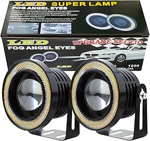 Amazon.com: 64mm White Yellow Round 12V Headlight Driving Bulbs R500 COB LED Fog Angel Eyes ...