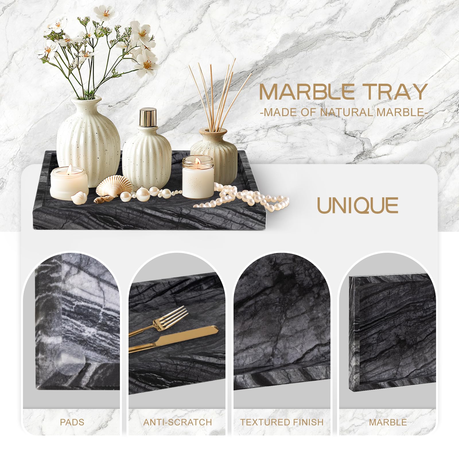 Snapklik.com : Natural Marble Tray, Vanity Decorative Tray, Small ...
