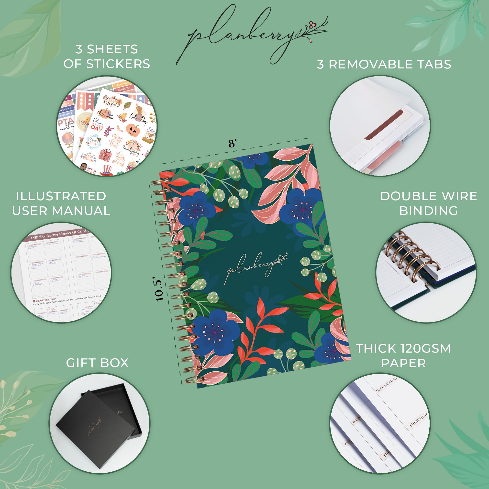 Snapklik.com : PLANBERRY Teacher Planner Undated School Year Plan Book ...