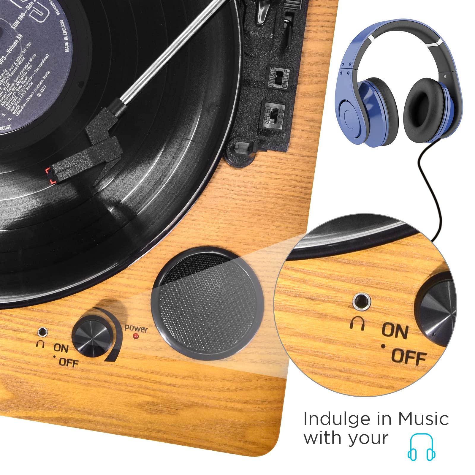 させて Record Portable LP Vinyl Player， Vinyl-to-MP3 Recording， 3.5mm AUX ...
