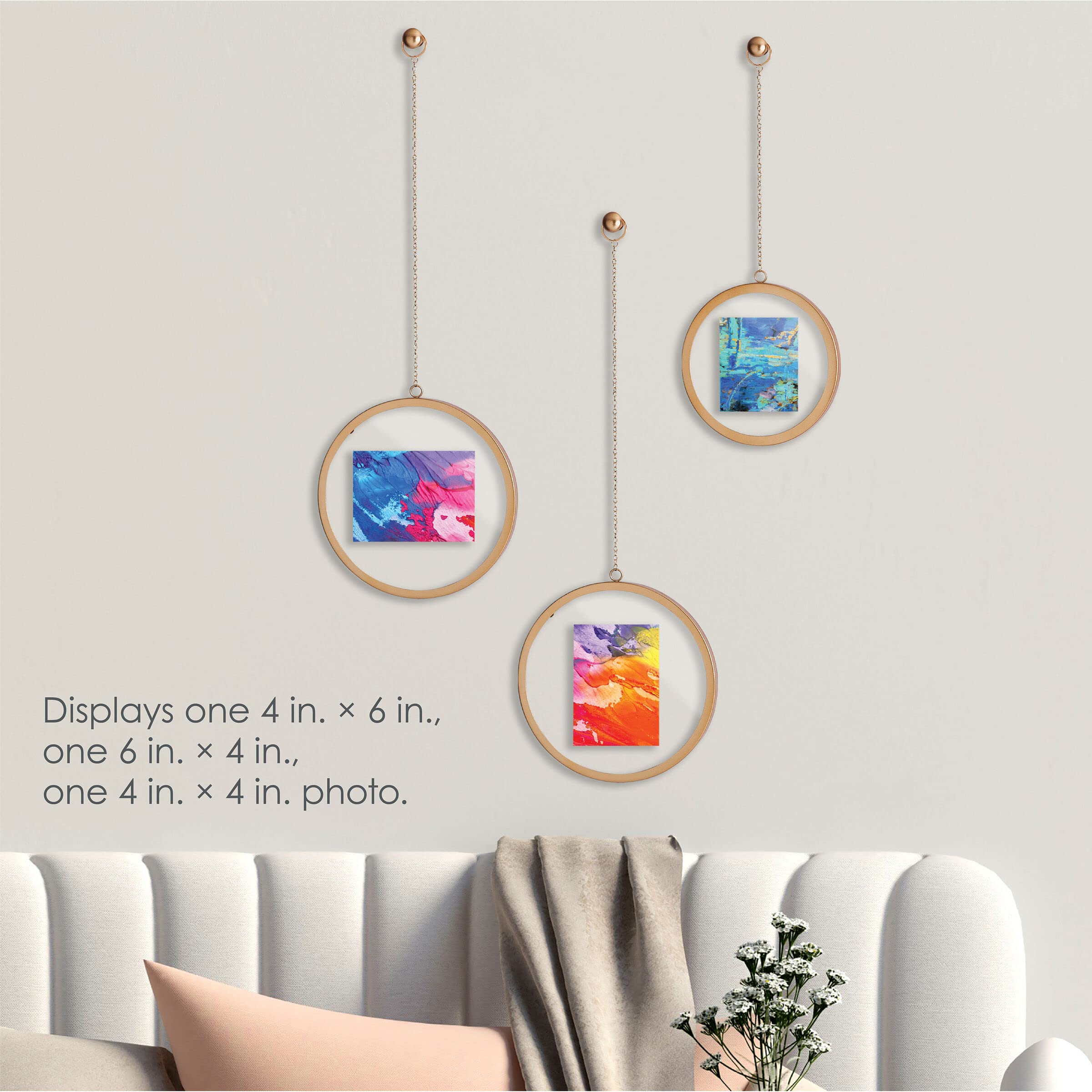 Snapklik.com : Melannco Hanging Metal Chain Round Floating Frames