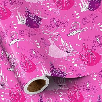 Amazon.com: RUSPEPA Princess Wrapping Paper Roll for Girls, Mini Roll ...