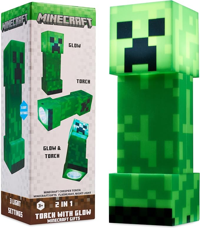 Minecraft Creeper Torch Night Light, 2-in-1 Torch & Lamp, Flashlight ...