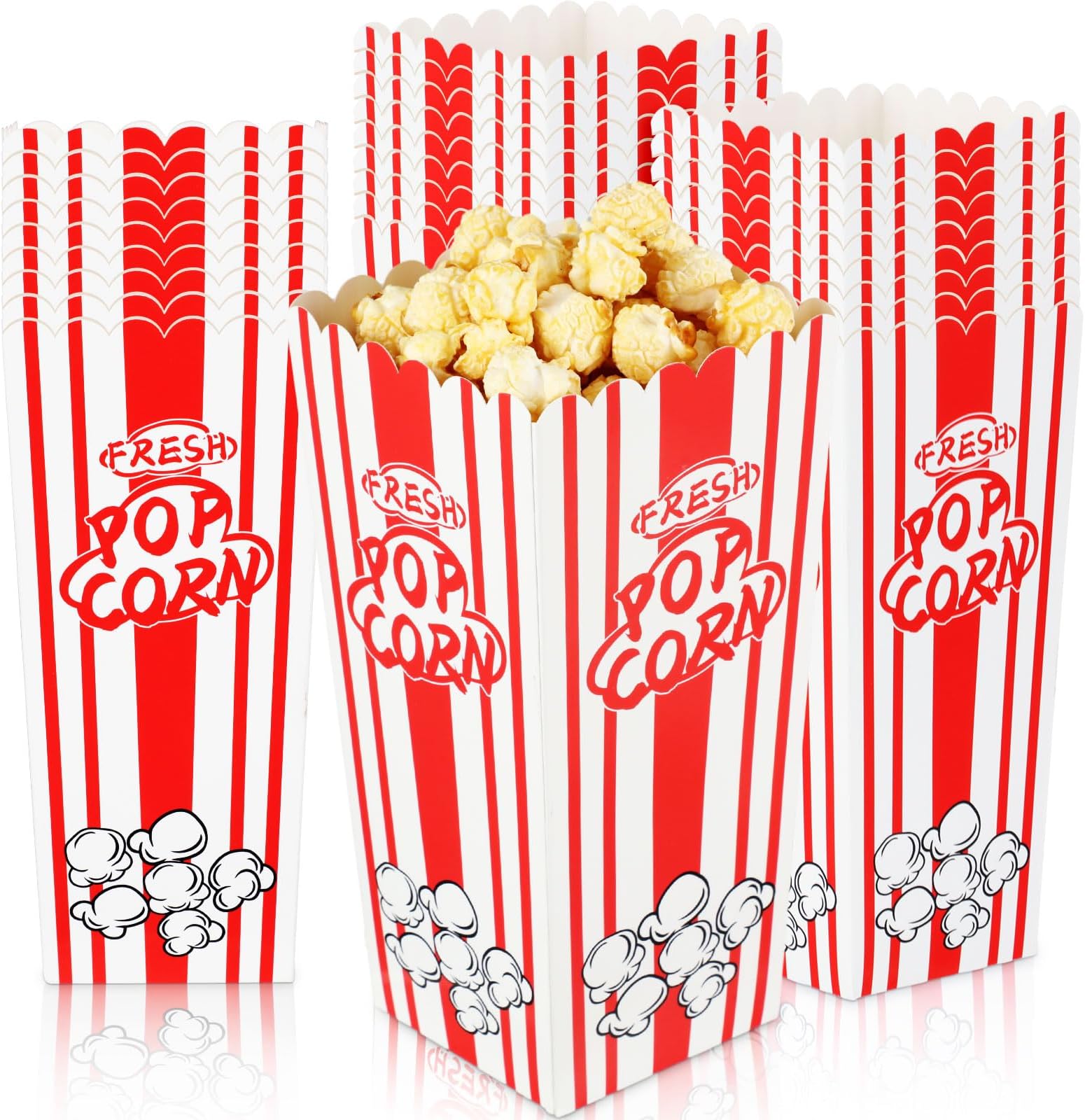 Amazon.com: Engrowtic 200 Pcs 46 oz Large Popcorn Boxes Red and White ...